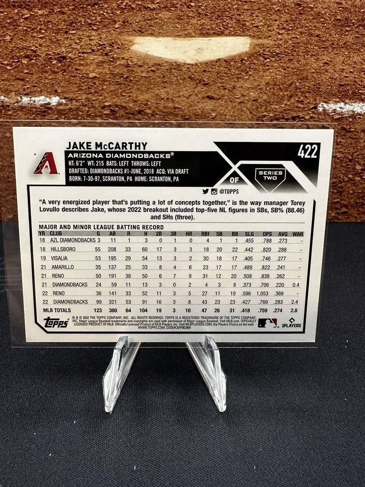 💥Jake McCarthy Future Stars 2023 Topps Series 2 Card #422 Arizona ...