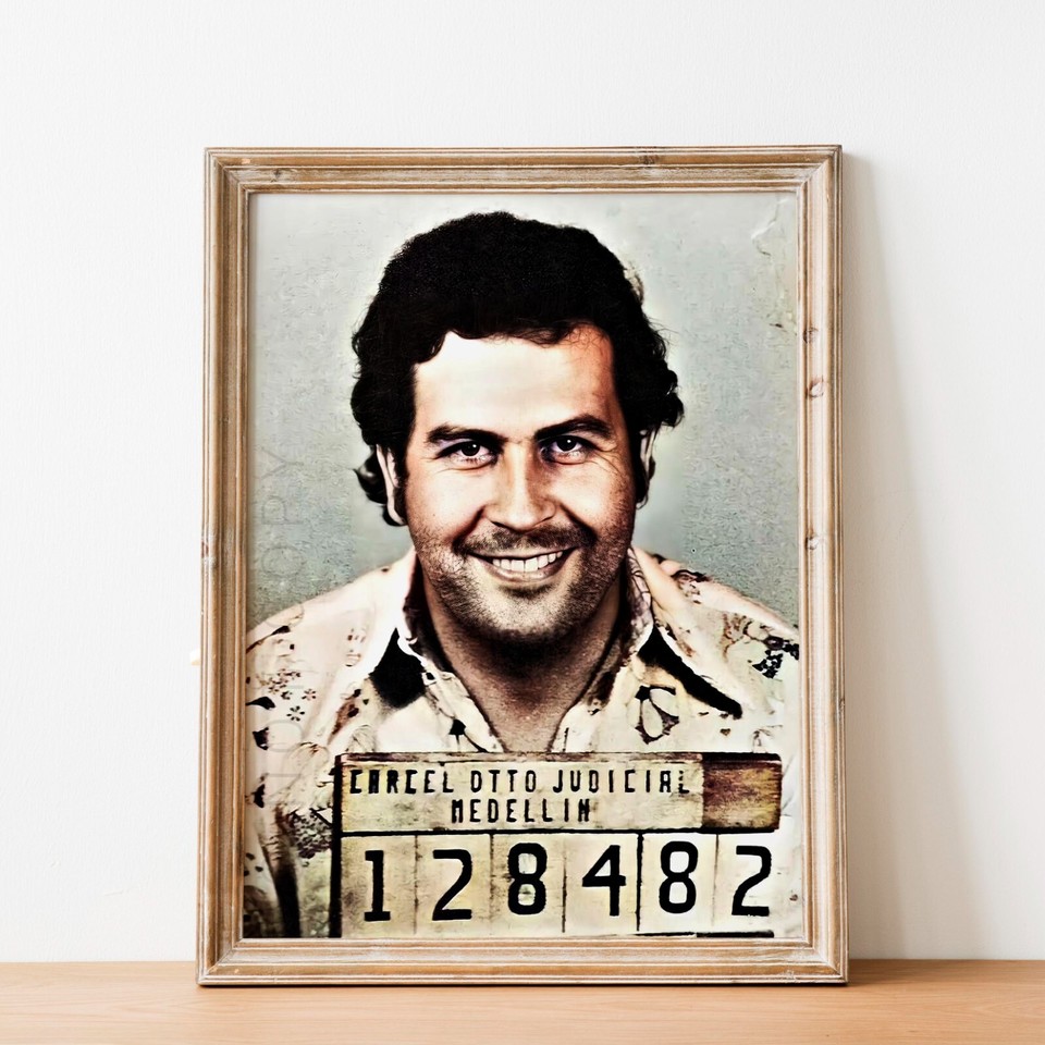 Pablo Escobar Prison Mug Shot Famous Jail Head Shots Wall Art Poster ...