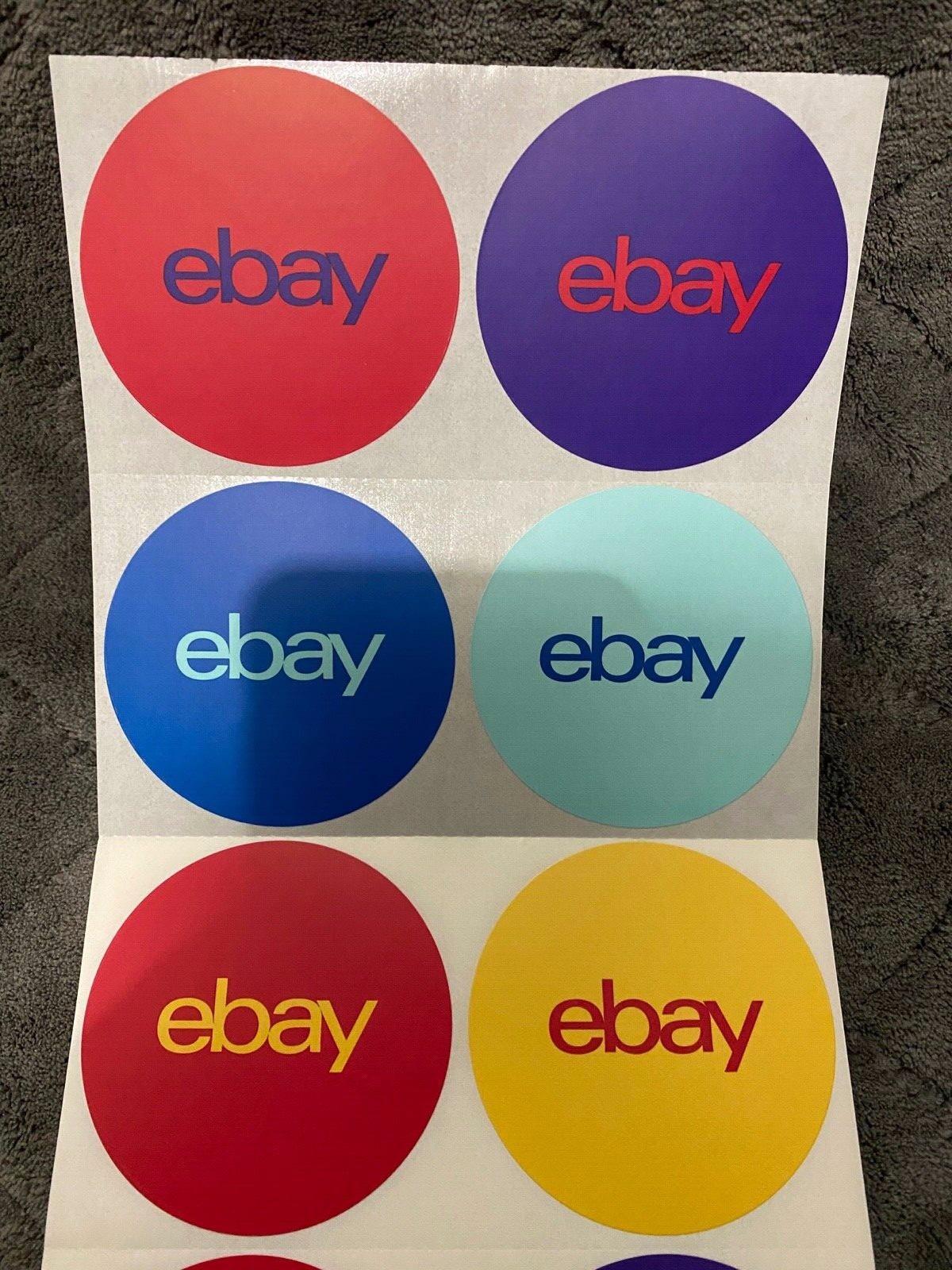 EBay Brand Round LOGO (6) Stickers Multi Color Red Purple Blue Yellow ...