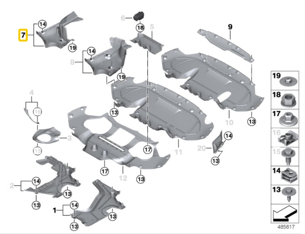 OEM Genuine BMW 5 Series G30 G31 Rear Right Underbody Panelling ...