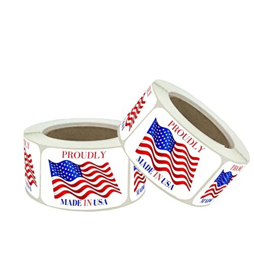 1000 Pcs Made In USA American Flag Stickers Vinyl Decal Sticker Roll ...