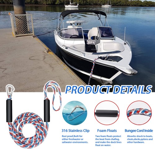 Marine Boat Bungee Dock Line Anchor Mooring Rope Cord Dockline Hooks ...