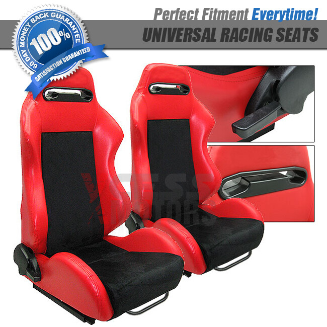 Fits Universal 2 Tone Red PVC Black Suede JDM Racing Seats Volkswagen ...