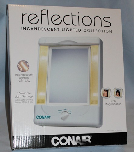 NEW Conair Reflections 4 Light Setting Double Sided Lighted Makeup ...