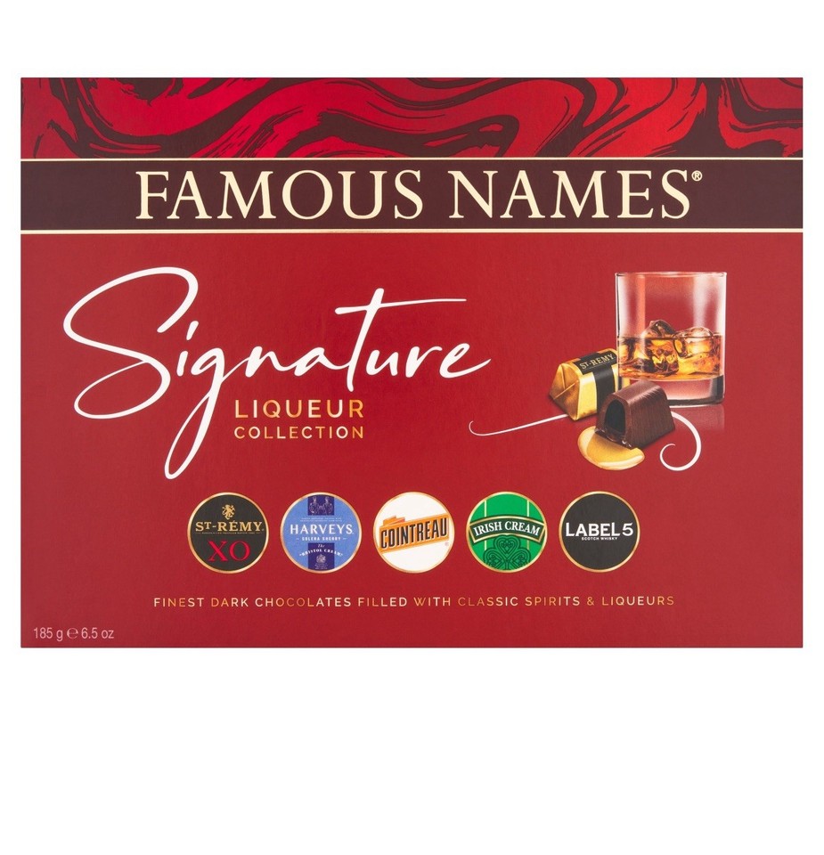 Famous Names Chocolate Liqueurs 2 x 185g Boxes Dark Chocolate Christmas ...