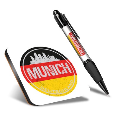 1 x Square Coaster & 1 Pen Munich Germany Flag City German Travel ...