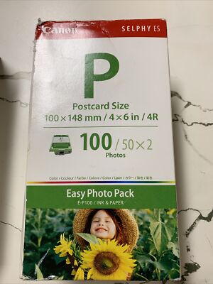 CANON Easy Photo Pack E-P100 Ink & Paper SELPHY ES Postcard Size 4”x6 ...