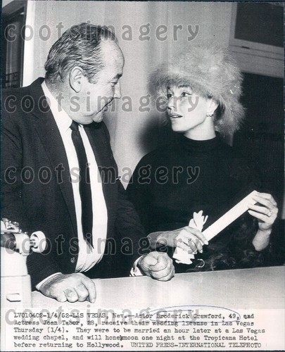 1968 Wire Photo Actors Broderick Crawford & Joan Tabor Get Married | eBay