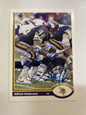1991 Upper Deck Alfred Anderson Autographed Card #666 Minnesota Vikings ...