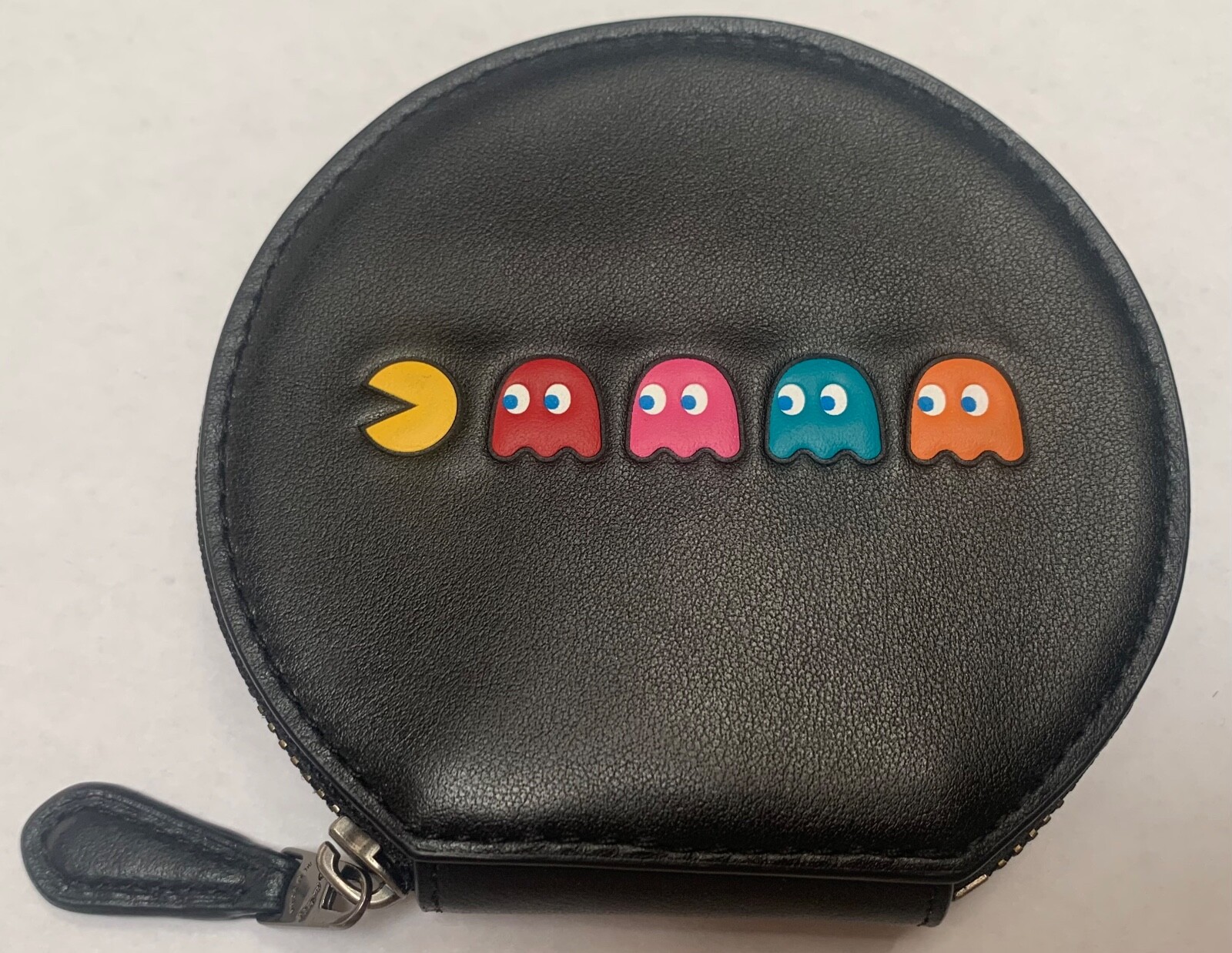 Coach Pac Man 3/4 Zip Round Coin Case in Calf Leather F54871 & Dust Bag ...