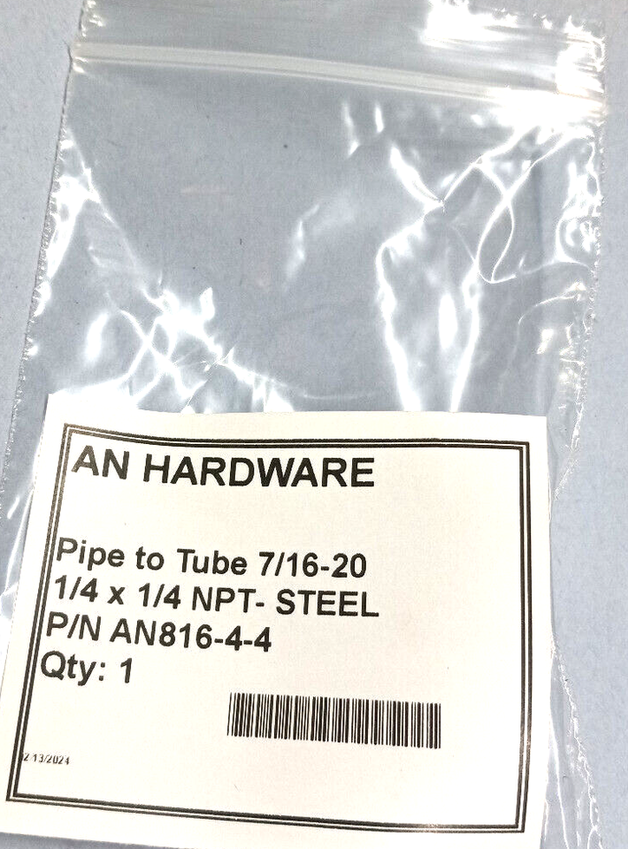 AN816-4-4 - Nipple Adapter, Pipe to Tube 7/16-20 - 1/4 x 1/4 NPT- STEEL ...