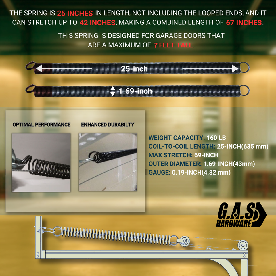 160lb. Heavy-Duty Double-Loop Garage Door Extension Springs (2-Pack ...