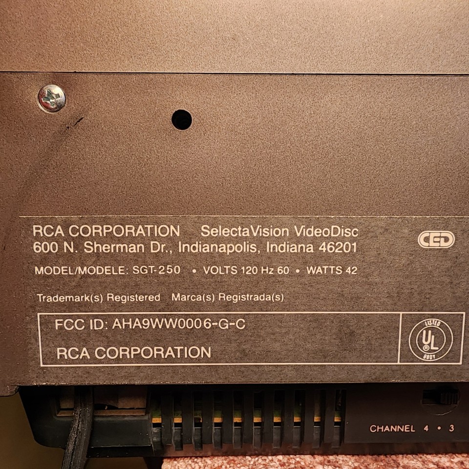 RCA selectavision SGT 250 Video Disc Player | eBay
