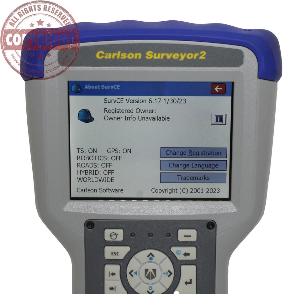 CARLSON SURVEYOR 2 DATA COLLECTOR,SURVCE,RTK GPS,ROBOTIC,TOPCON,LEICA ...