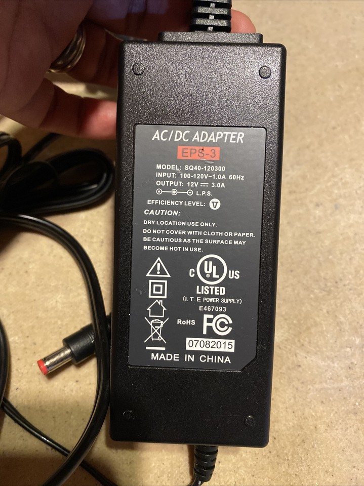 AC/DC POWER ADAPTER EPS-3 SQ40-120300-A 100-120V 60HZ 1A 12V 3A | eBay
