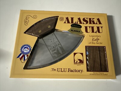 The Alaska ULU Knife Wood Handle (ULU Factory) With Stand New In Box ...