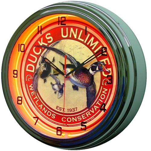 16" DUCKS UNLIMITED Sign Neon Clock Wetlands Conservation | eBay