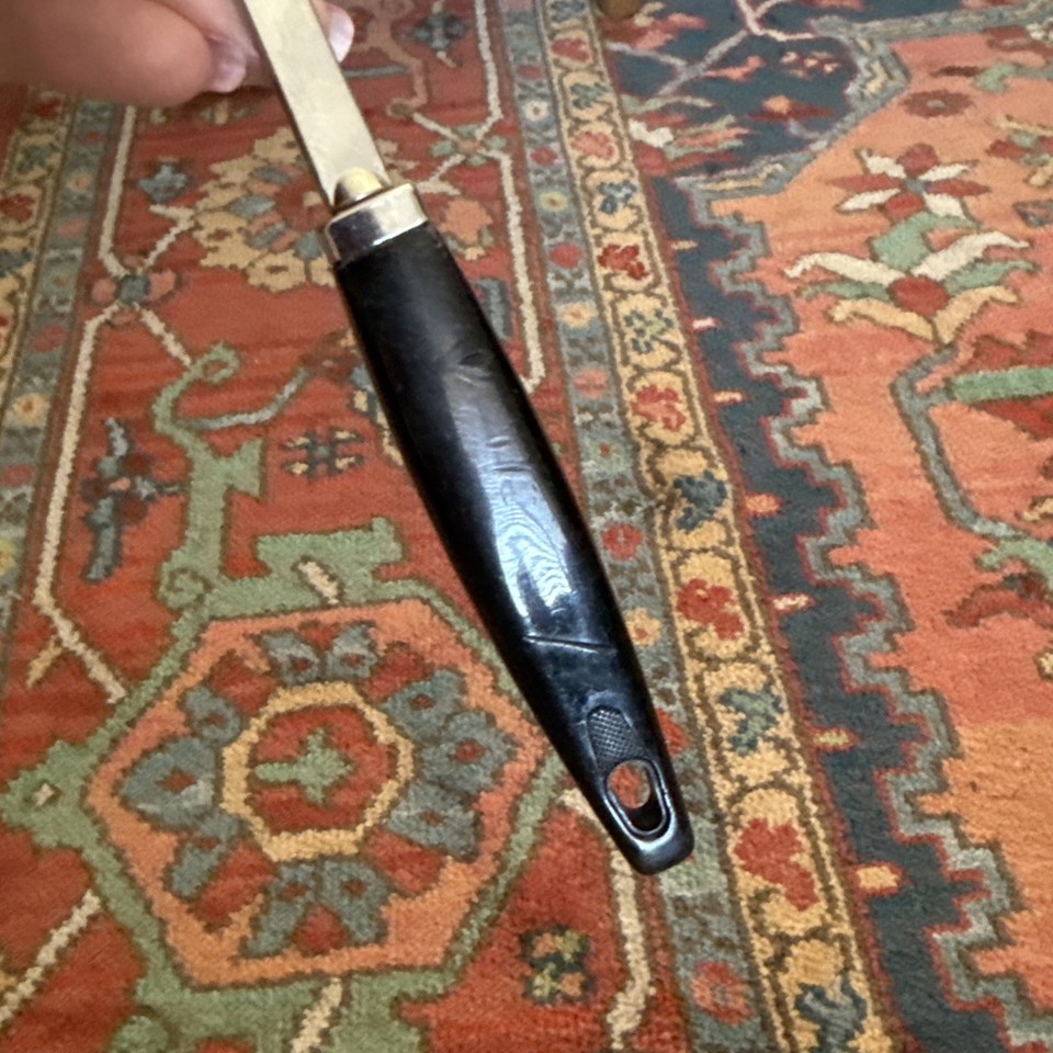 Vintage Ekco Flint Slotted Spoon Black Composite Handle Retro Kitchen ...