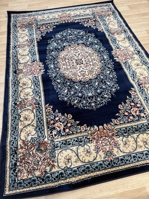 ON SALE ORIENTAL LIVING ROOM SILKY SOFT EXTRA LARGE RUG NAVY 200x300 Cm ...