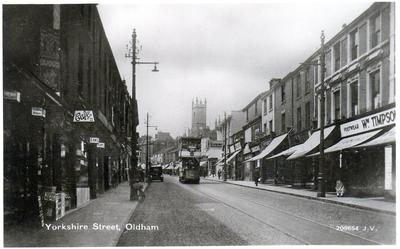 Yorkshire Street Oldham unused RP old postcard 1930 Valentines Good ...