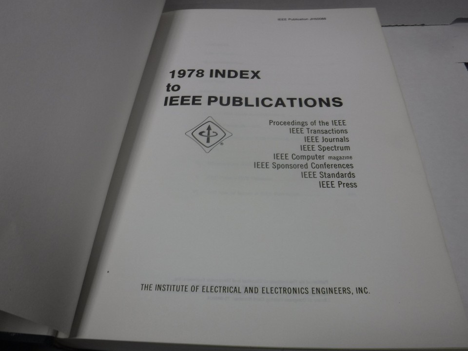 IEEE 1978 Publications Index Hardcover Bound Book Ex-FAA 121818AME4 | eBay