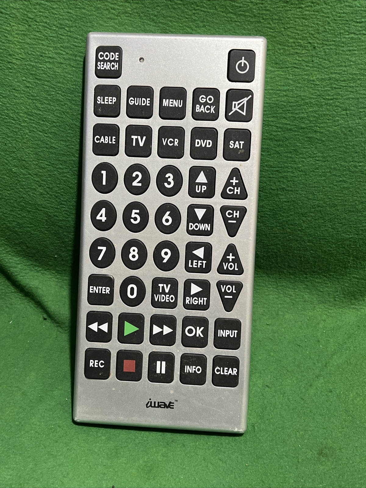 JUMBO Remote w/Large Buttons Cable TV Guide DVD VCR SAT Input Cleaned ...