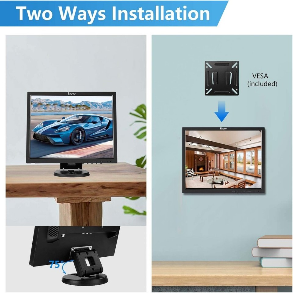 Eyoyo 14'' LCD HDMI Monitor 1024x768 Laptop PC Computer Monitor Screen ...