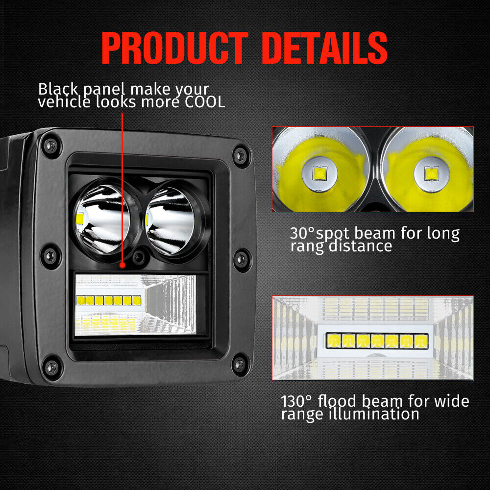 2X 3" LED Work Light Spot Cube Pods Bar Driving White/Amber Fog Lamp ...