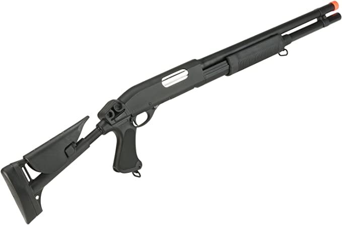 Evike Airsoft - CYMA Metal M870 Airsoft Shotgun Retractable Stock Metal ...