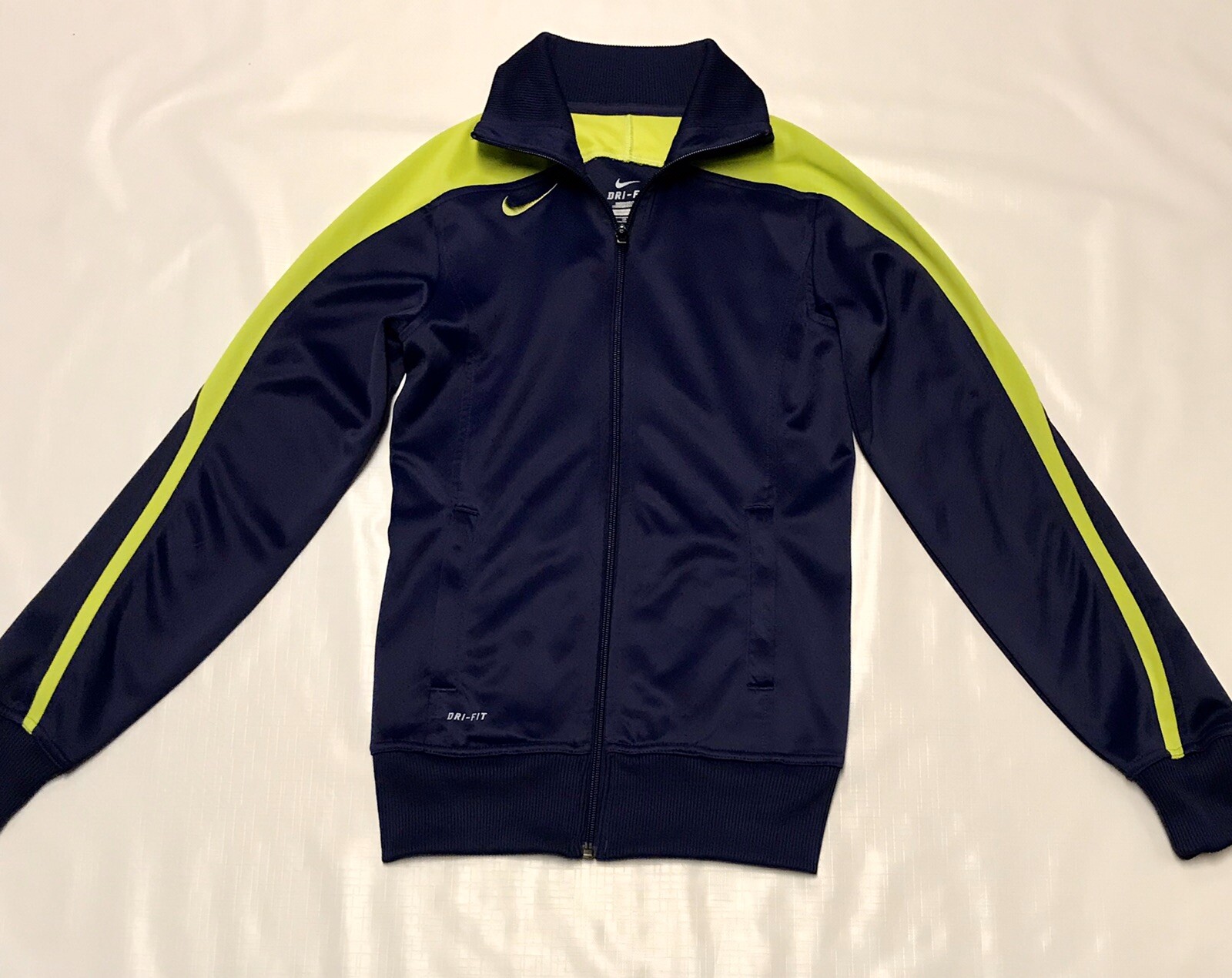 Nike Dri Fit Blue & Green Athletic Running Sport Track Work Out Jacket ...