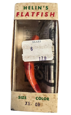 Helin's Flatfish Lure X5-OR With Original Box & Paper Orange Fishing ...