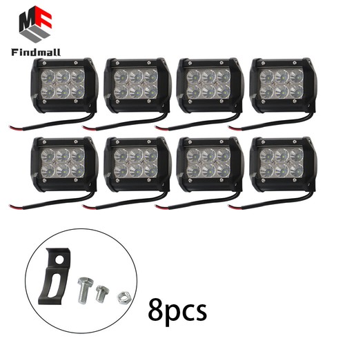 8PCS 4 inch Work Lights Spot Flood LED Light Bar Reverse 4WD 12V 24V | eBay