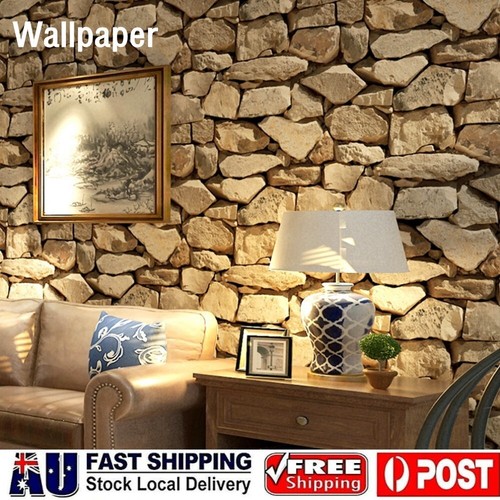 3D Print Stone Effect Wallpaper Retro Industrial Style Faux Stone pvc ...