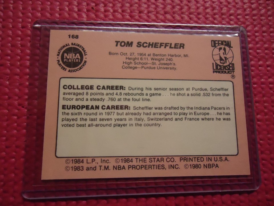 1985 star basketball TOM SCHEFFLER #168 WHITE | eBay