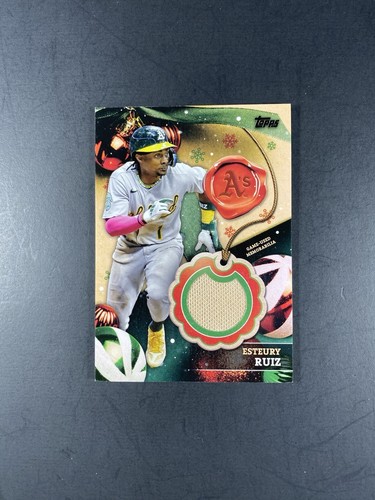 2024 Topps Holiday #RC-ER Esteury Ruiz Jersey Relic Oakland Athletics ...