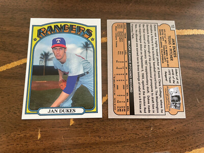 1972 Topps Baseball Jan Dukes Custom Card Texas Rangers B1-45 | eBay