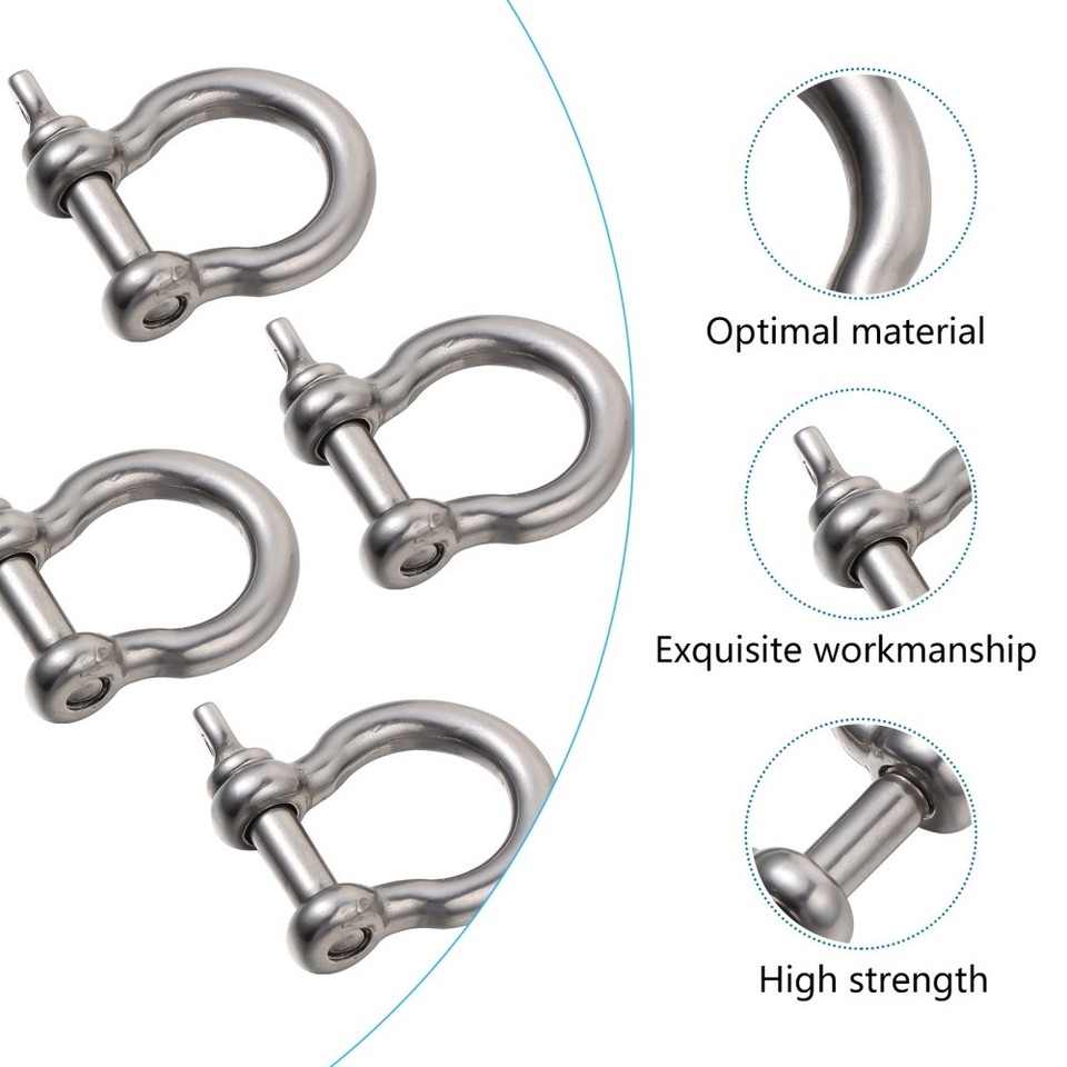 4pcs Stainless Steel Shackle Metal Shackle Lifting D-Shaped Steel ...