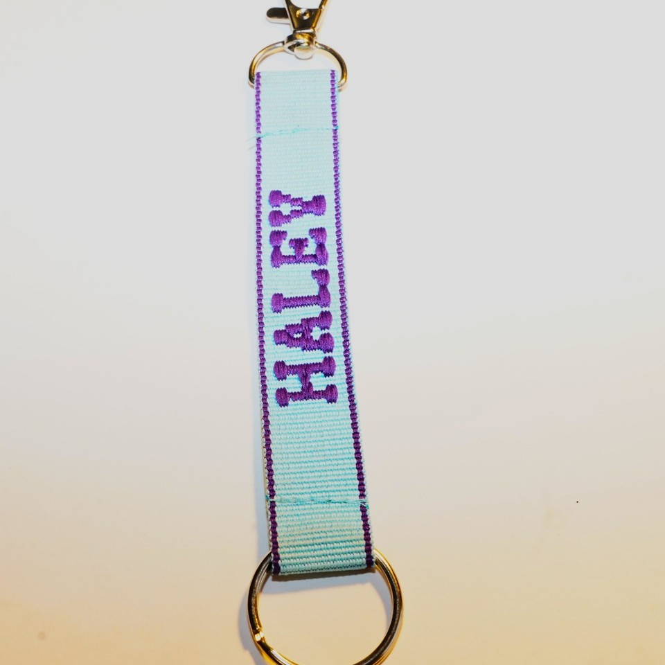 Key Chain Embroidered Lanyard Ring Clasp Choose Name or Fun Phrase 6 ...