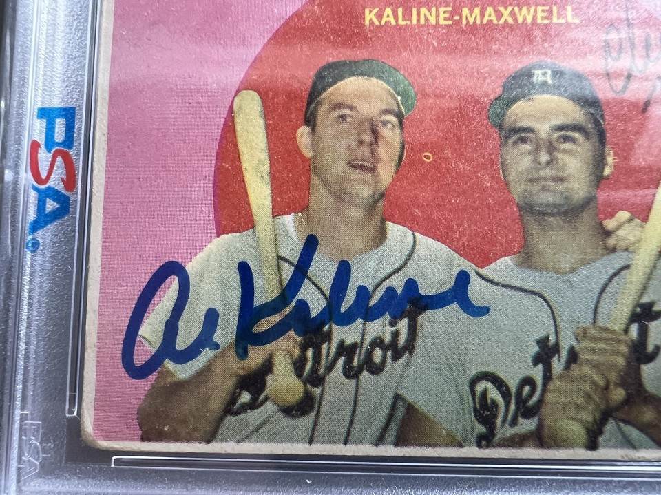 1959 #34 Pitchers Beware Kaline/Maxwell DUAL Signed PSA/DNA 3 AUTO 9 ...