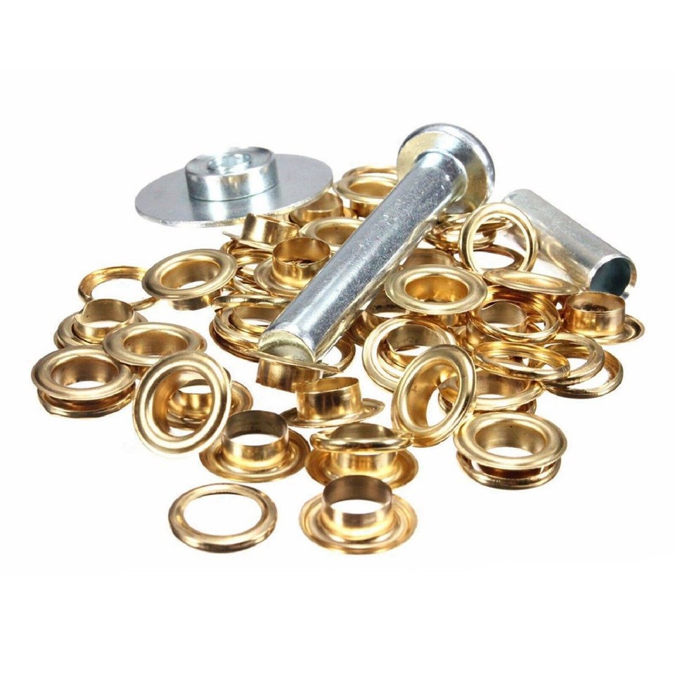 50x 12.5mm Tarpaulin Tent Eyelet Hole Repair Kit Punch Brass Coated ...