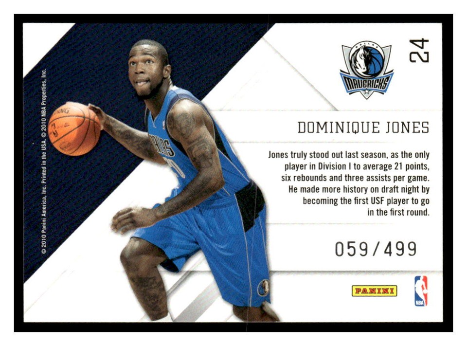 Dominique Jones 2010 Panini Prestige /499 24 SN25 Prestigious Picks ...