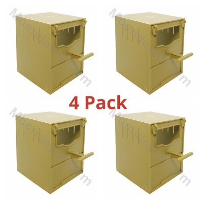 4x PLASTIC FINCH NEST BOX & CONCAVE WITH HOOKS Front & Back For Finches ...