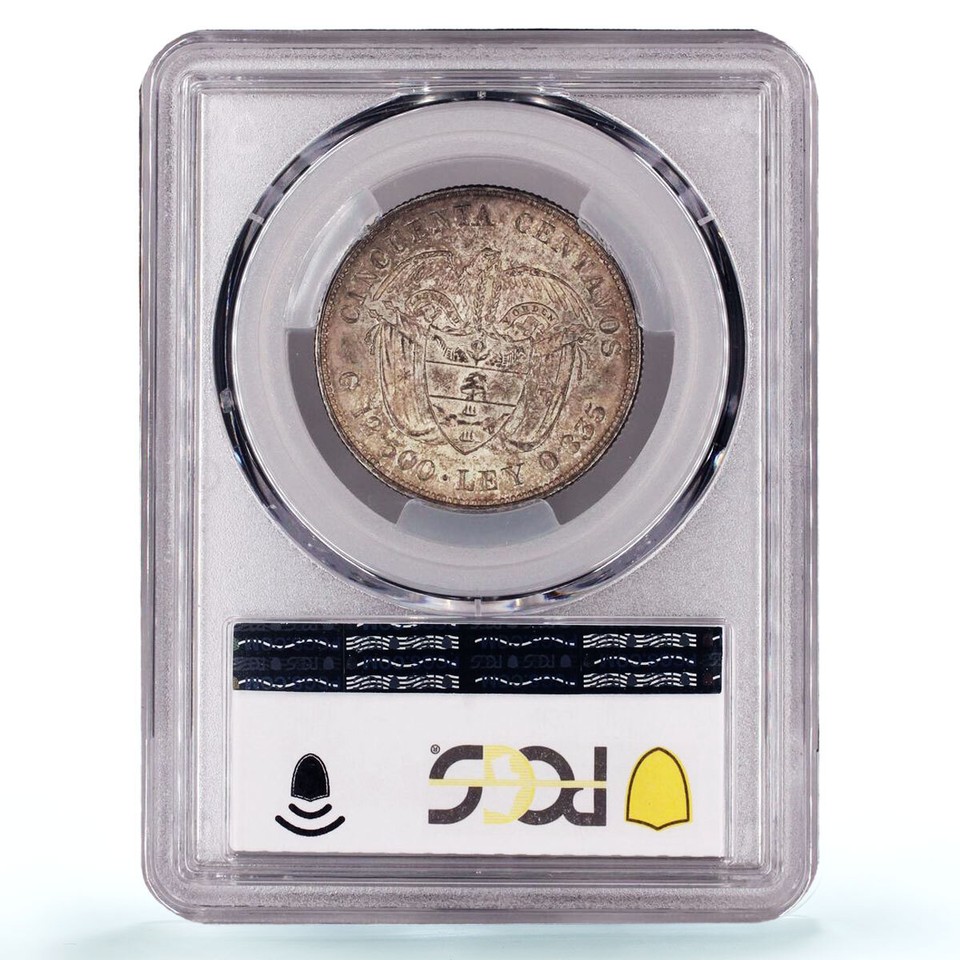Colombia 50 centavos Columbus America Discovery KM-187.2 AU58 PCGS Ag ...