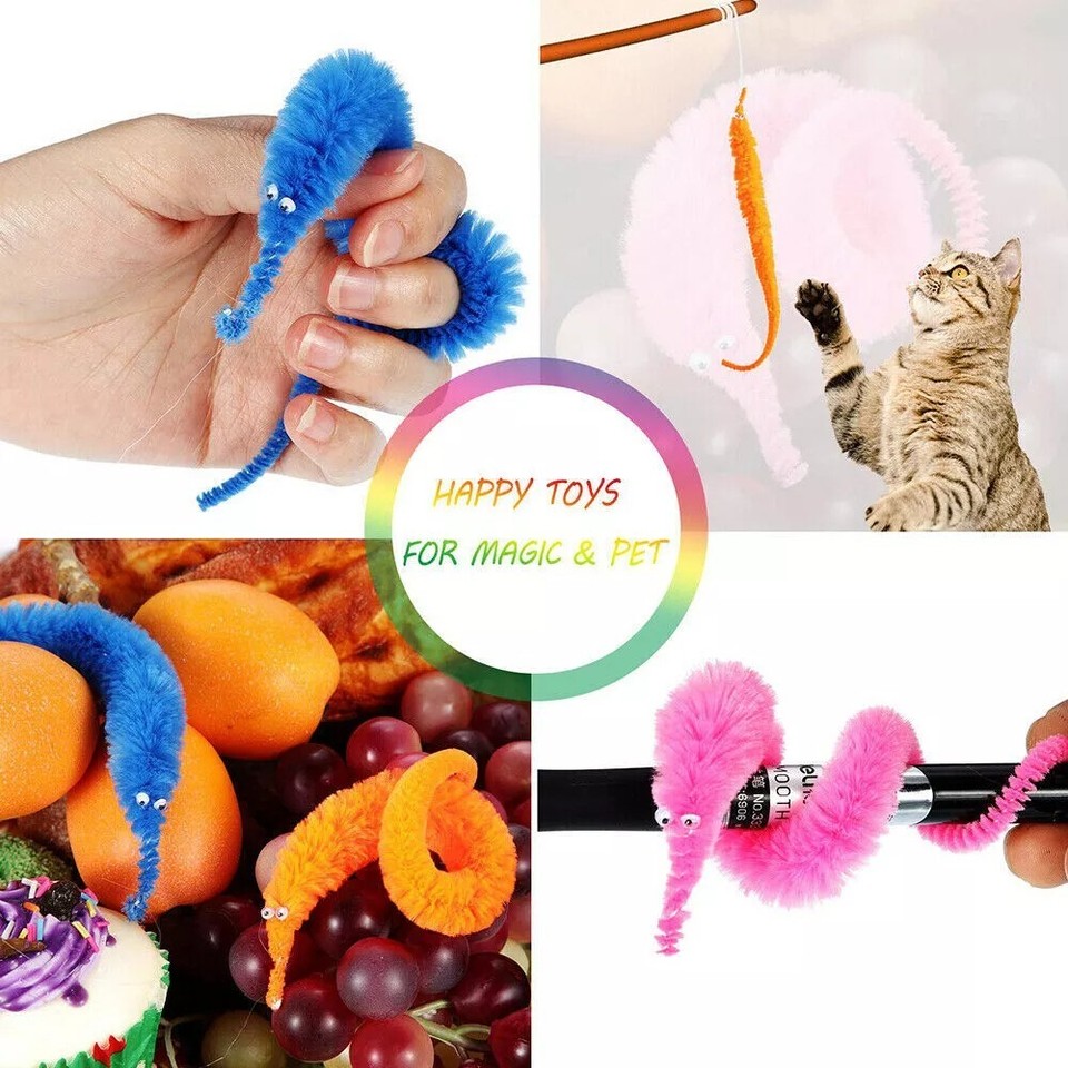 6PCS Magic Trick Twist Wiggly Worm Furry Teaser Funny Party Toy Gift ...