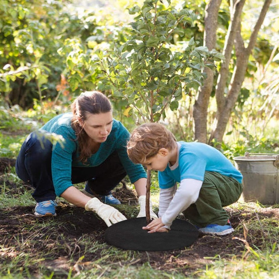 12 Pack 20.5 Inch Non-Woven Tree Mulch Ring Reusable Weed Barrier Mat ...