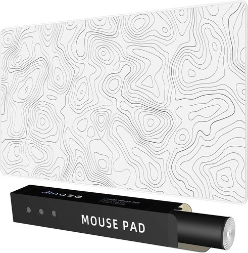 Extra Large Gaming Mouse Pad with White Topographic, XXL Mousepad, Big ...