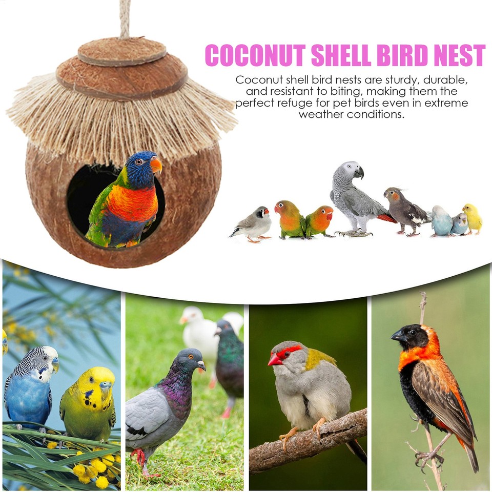 Cockatiel Nest Birds Nest Coconut Bird Cage With Woven Cover Bird Nest ...