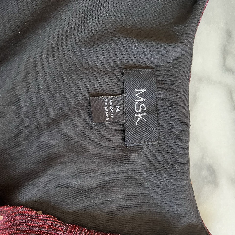 MSK Womens M Sequined Draped Sleeve Top Popover Party Holiday NWT ...