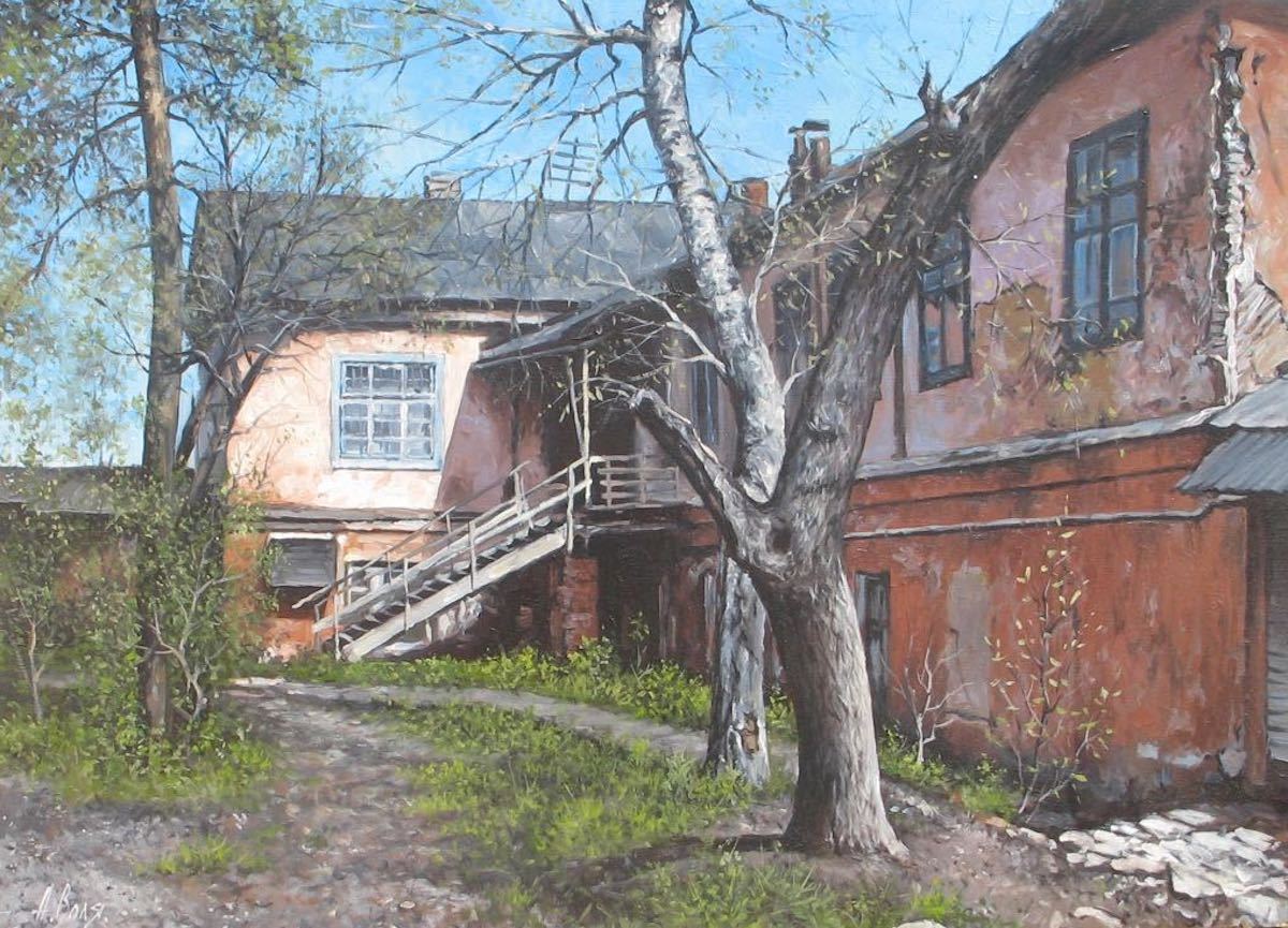 ORIGINAL OIL PAINTING OF OLD HOUSE LANDSCAPE BY RUSSIAN ARTIST ...