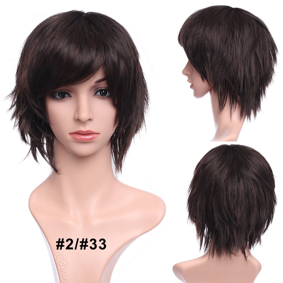 Women Short Bob Hair Wig With Bangs Heat Resistant Synthetic Cosplay ...